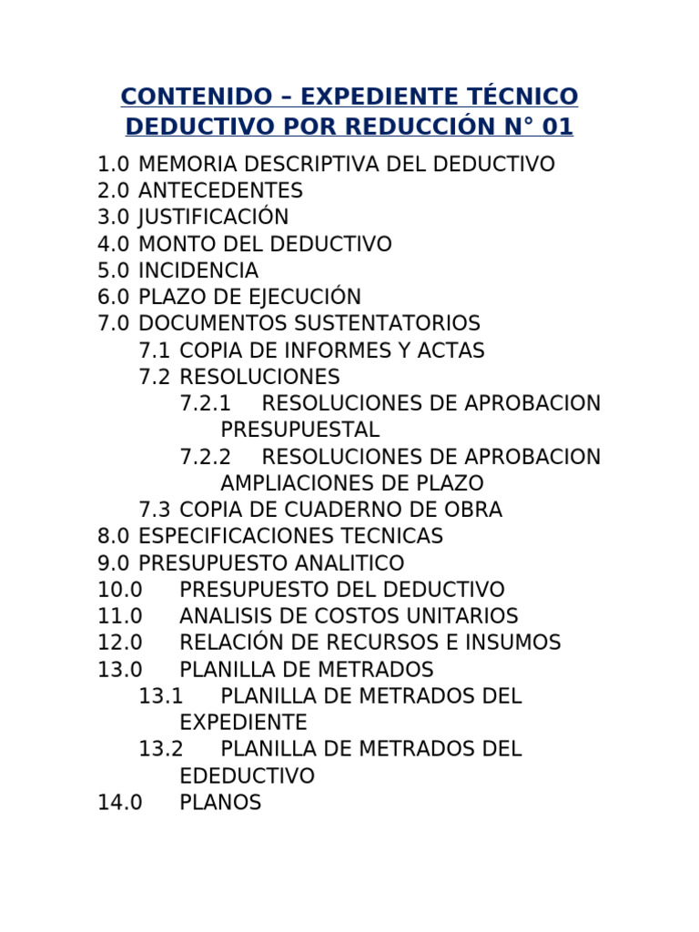 Contenido - Deduc. Reducción | PDF