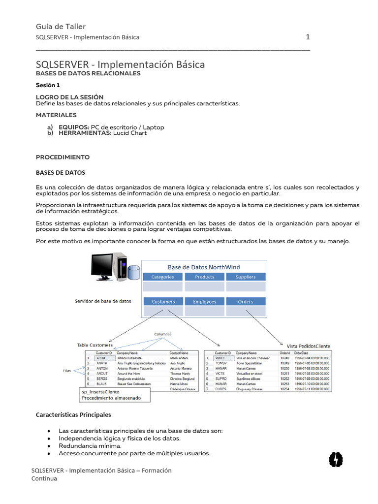Guía Sesion 01_Modulo 2 | PDF | Bases de datos | Servidor SQL de Microsoft