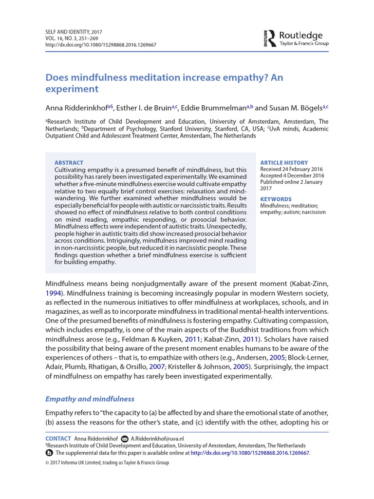 Does Mindfulness Meditation Increase Empathy | PDF | Empathy | Mindfulness