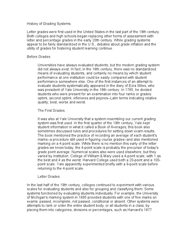 Evolution of Grading Systems in Education | PDF | Grading (Education ...