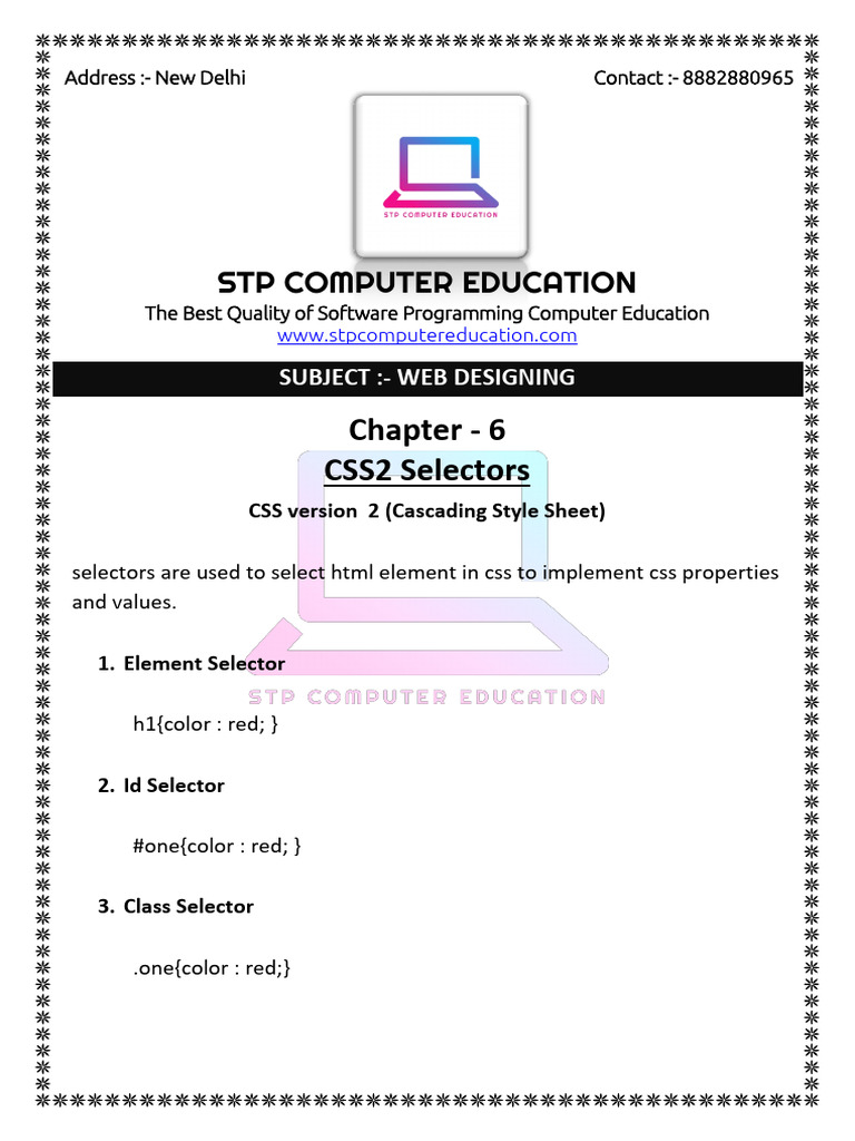 Chapter - 6 CSS2 Selectors | PDF