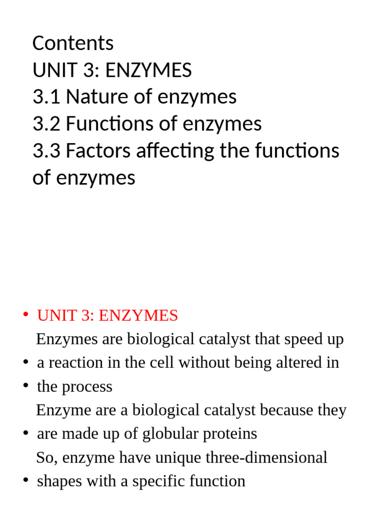 ENZYME UNIT 3 - Copy-1 | PDF | Enzyme | Active Site