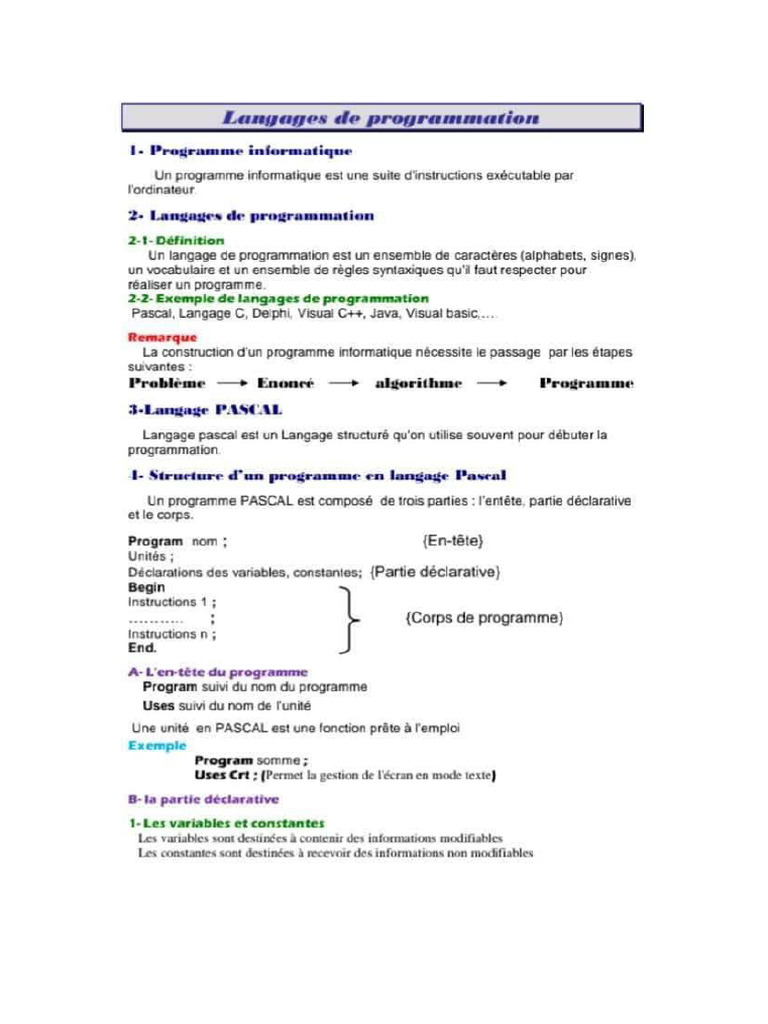 Langage de Programmation | PDF