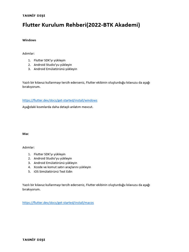 Flutter Kurulum Rehberi | PDF