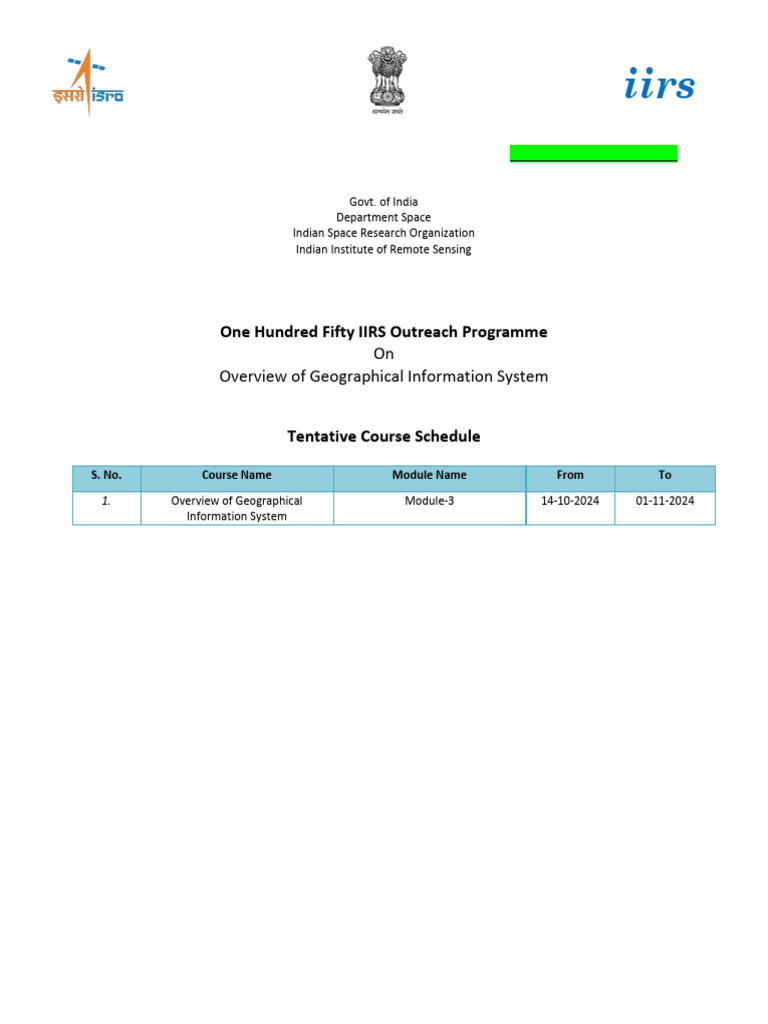 150 Course Schedule GIS Module | PDF | Geographic Information System ...