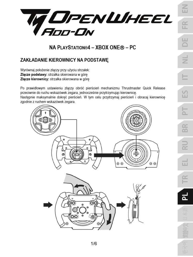Instrukcja Obslugi THRUSTMASTER TM Open Wheel Add On | PDF