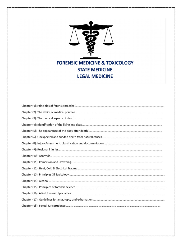 Forensic Medicine Principles Overview | PDF | Medical Ethics | Coroner