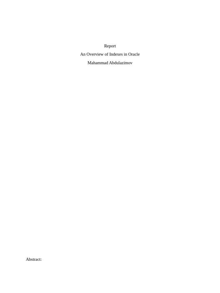 Report of Indexes in Oracle | PDF | Database Index | Databases