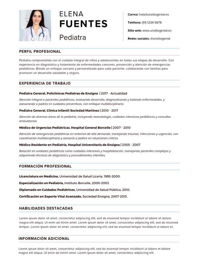 Curriculum Vitae CV Médico Profesional de La Salud Minimalista Sencillo Blanco PDF | PDF ...