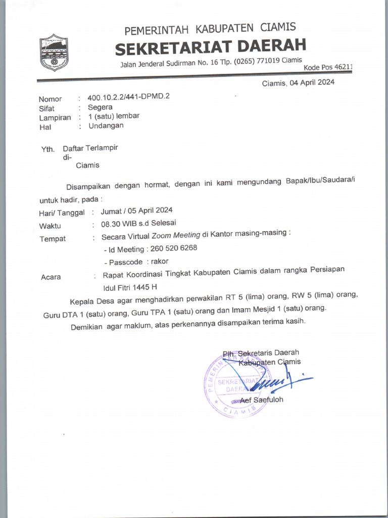 Undangan Rakor | PDF