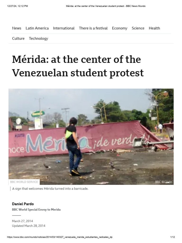 MERIDA at The Center of The Venezuelan Student Protest | PDF | Venezuela