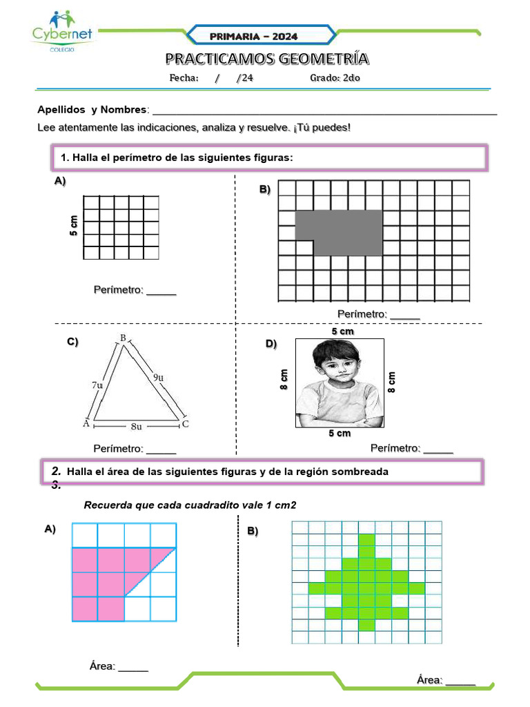Hoja de Practica Sp de Geometría 2do Primaria | PDF