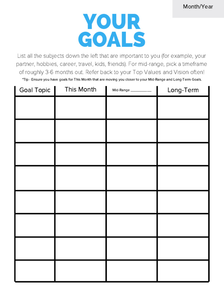 Goals Worksheet | PDF