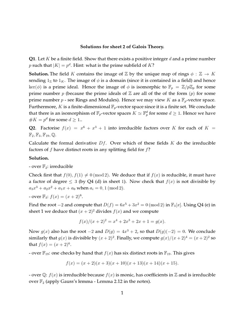 GT Sheet 2 Solutions | PDF | Field (Mathematics) | Algebra