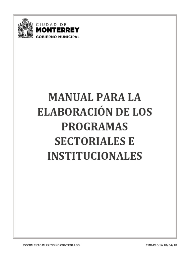 Manual para La Elaboración de Los Programas Sectoriales e ...