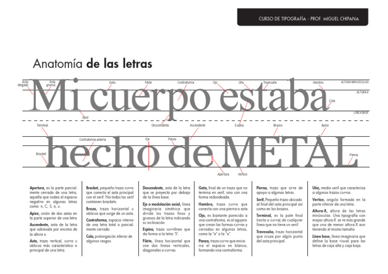 Anatomía de la Tipografía: Elementos Clave | PDF | Serif | Tipografía