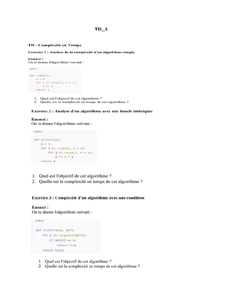 TD1 Comp - Algo | PDF