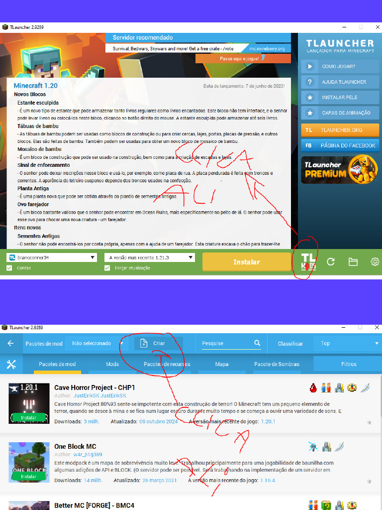 Tutorial + Mods (TLauncher) Atualizado | PDF