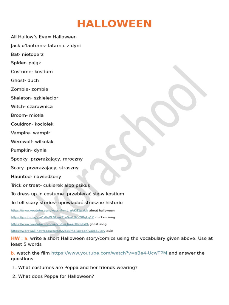 Halloween Vocabulary for Kids | PDF