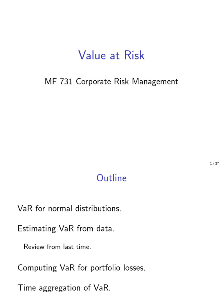 03_VaR | PDF | Value At Risk | Normal Distribution