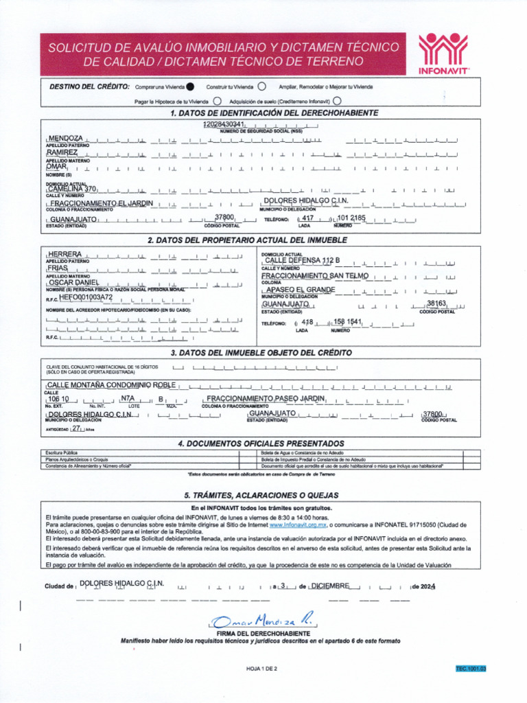 Solicitud de Avaluo y DTC | PDF