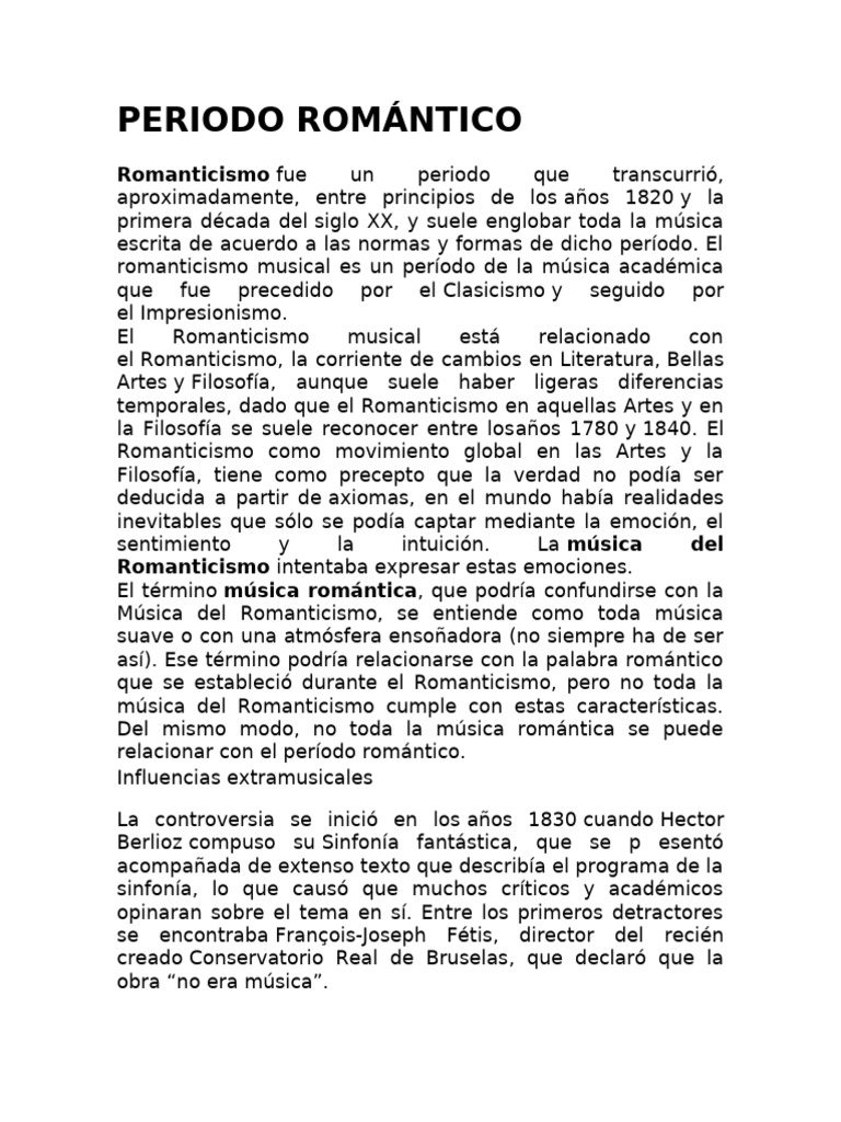 PERIODO ROMÁNTICO | PDF | Musica romantica | Música clásica