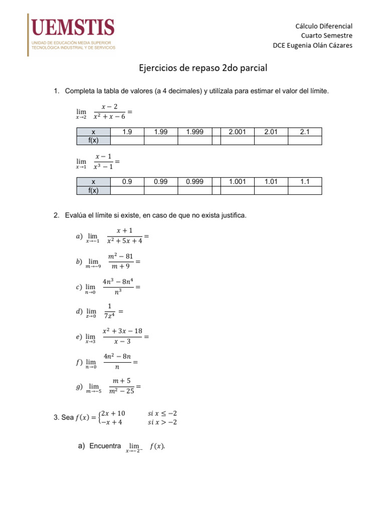 Ejercicios de Repaso 2do Parcial | PDF