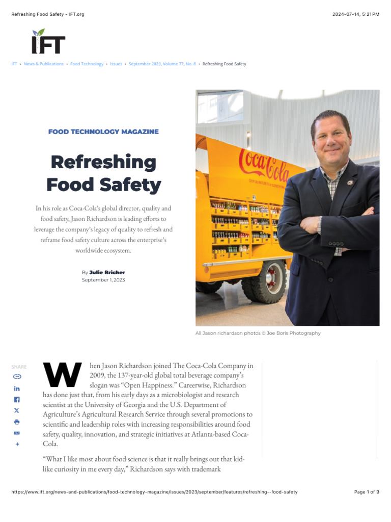 Refreshing Food Safety | PDF | Food Safety | Coca Cola