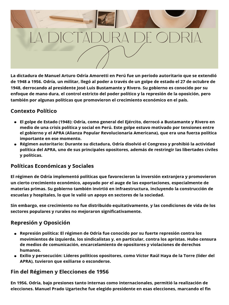 Odria | PDF | Dictadura | Gobierno