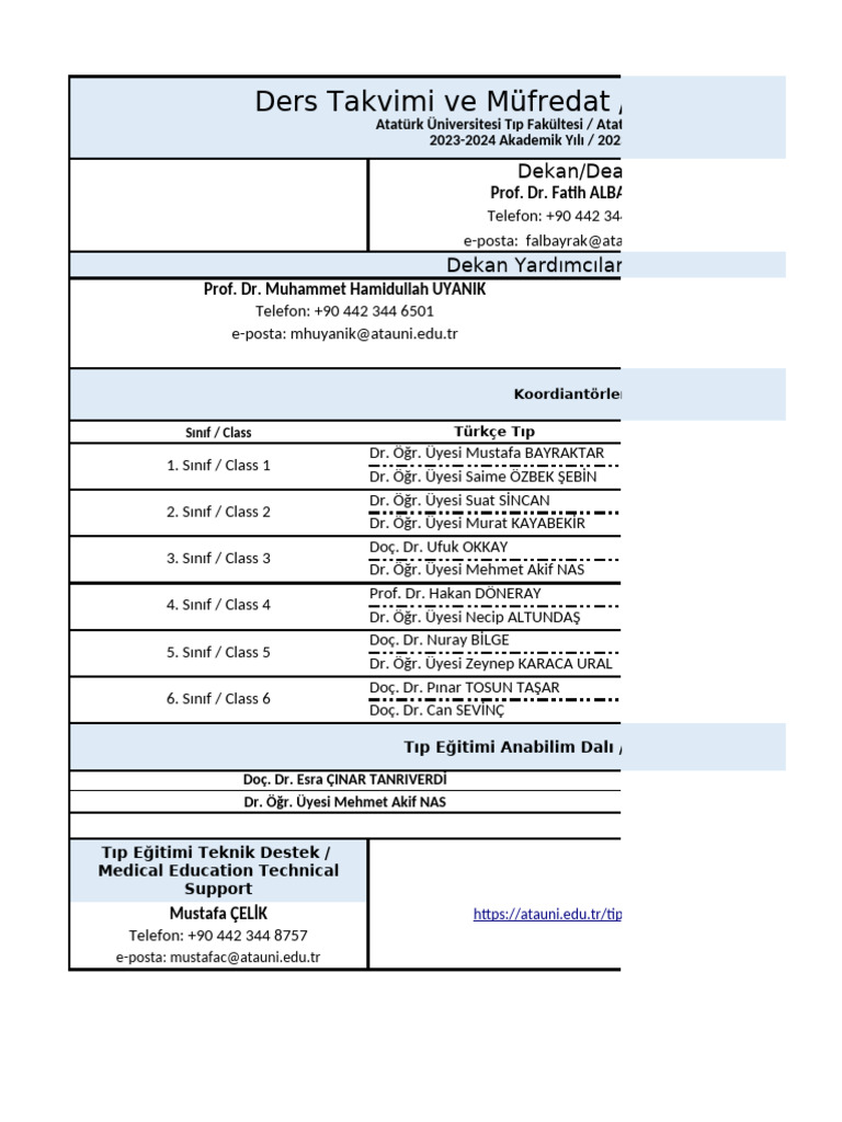 2023-2024-Turkce-ve-Ingilizce-Tip-1-2-3-Sinif-Ders-Programi-21-02-2024 | PDF