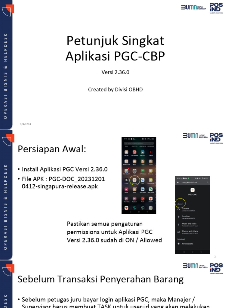 Petunjuk Singkat Aplikasi PGC | PDF