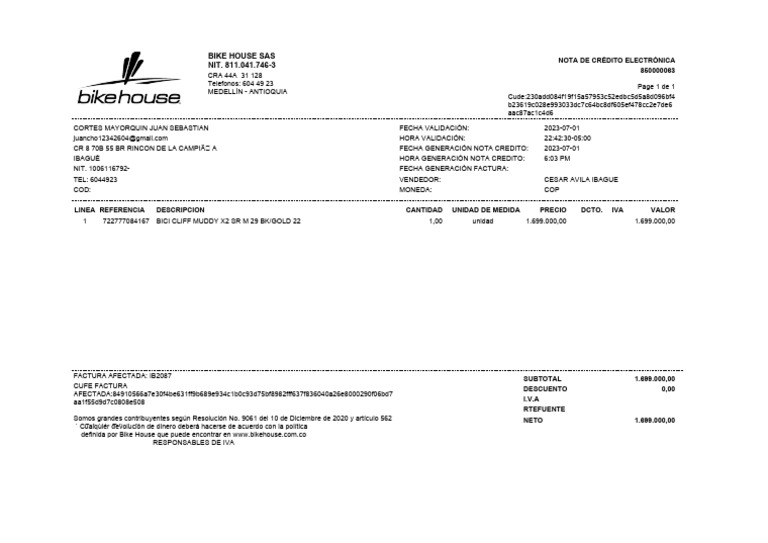 Factura Bici | PDF | Pagos