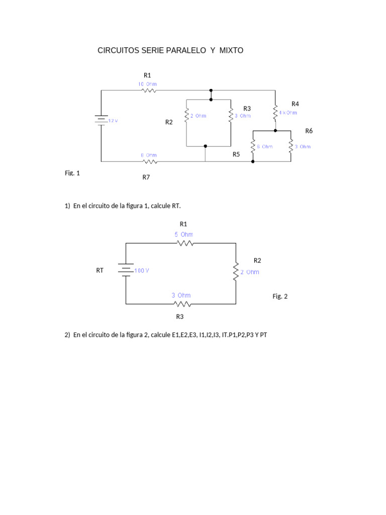 Ejercicios Circuitos Serie Paralelo y Mixto | PDF