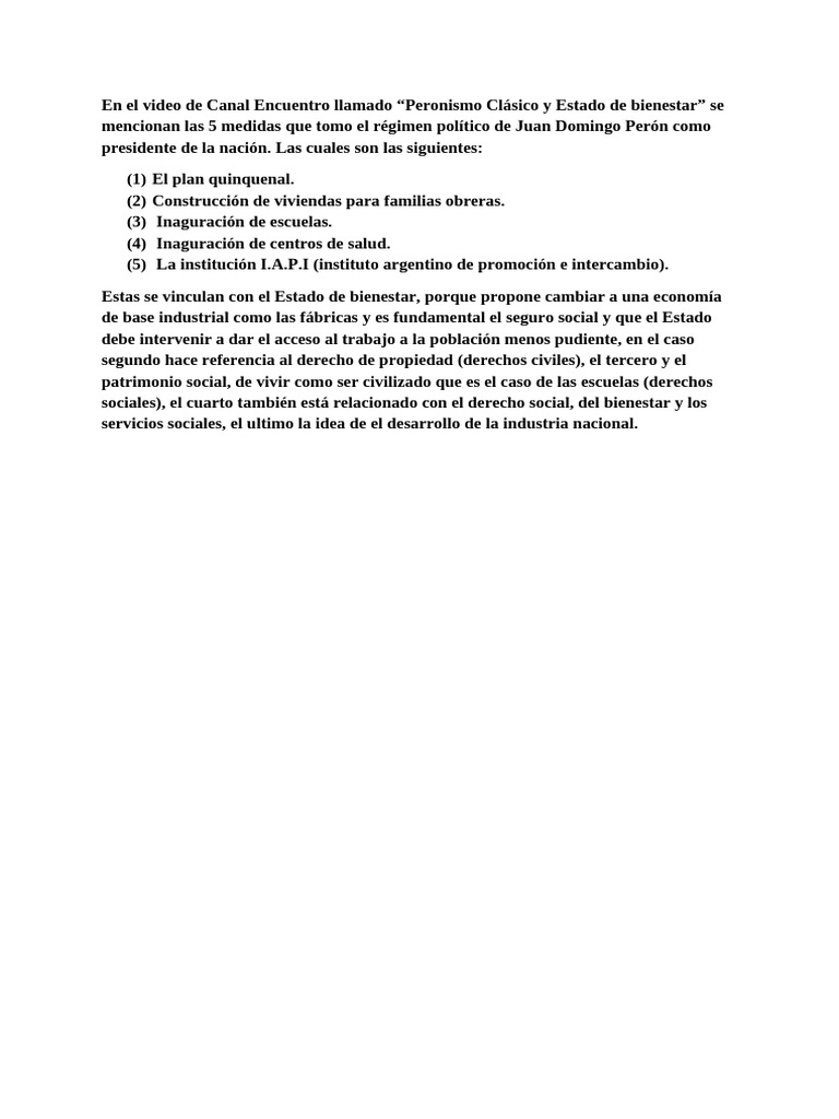 Medidas del Peronismo Clásico | PDF