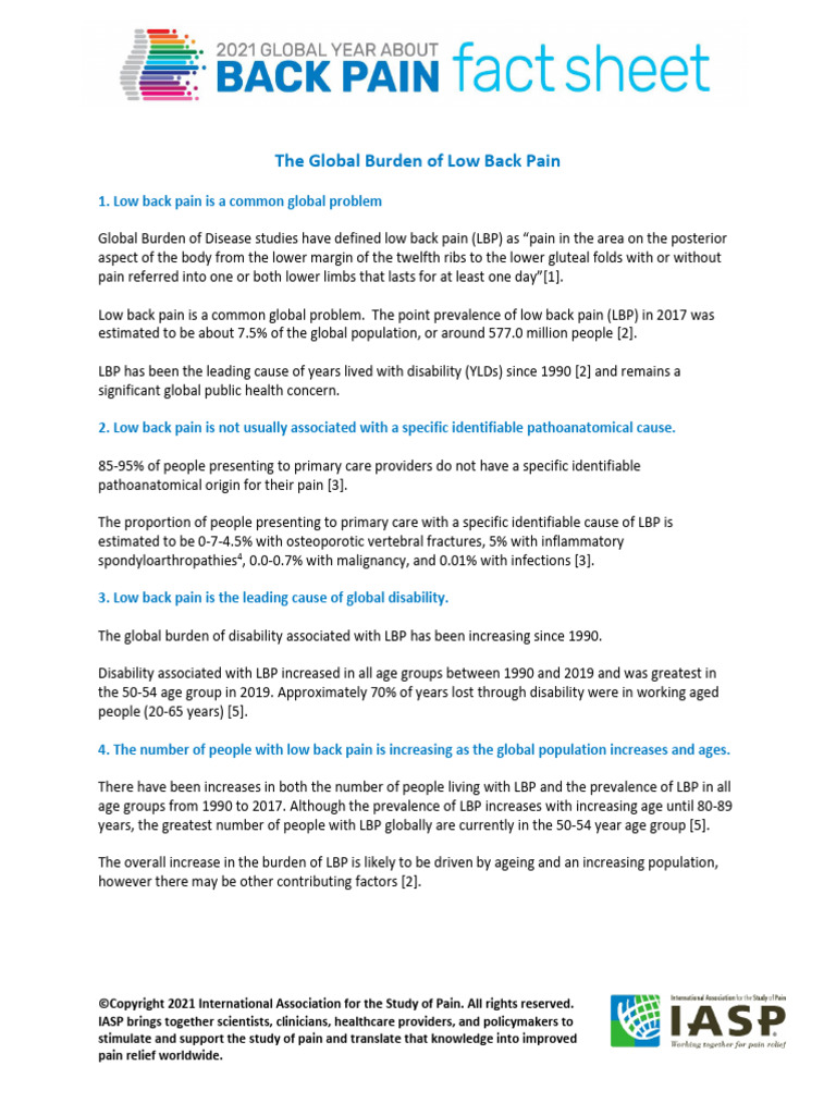 The Global Burden of Low Back Pain 2021 | PDF | Low Back Pain | Disability