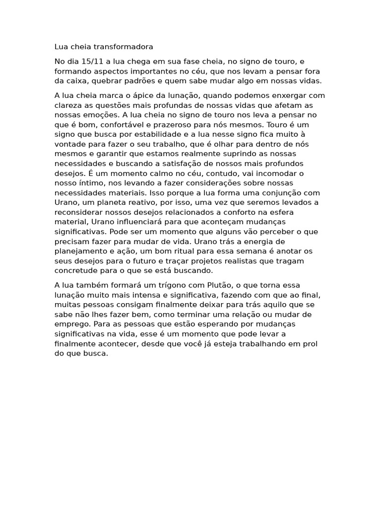 Lua Cheia em Touro | PDF