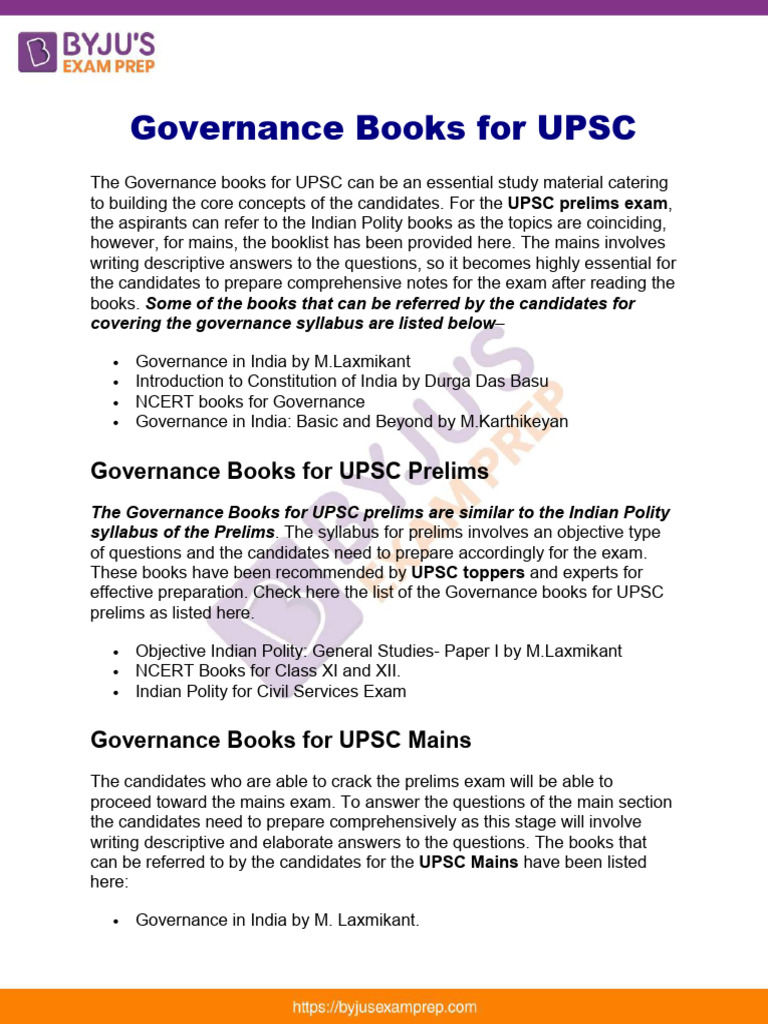 Essential Governance Books for UPSC | PDF | Qualifications