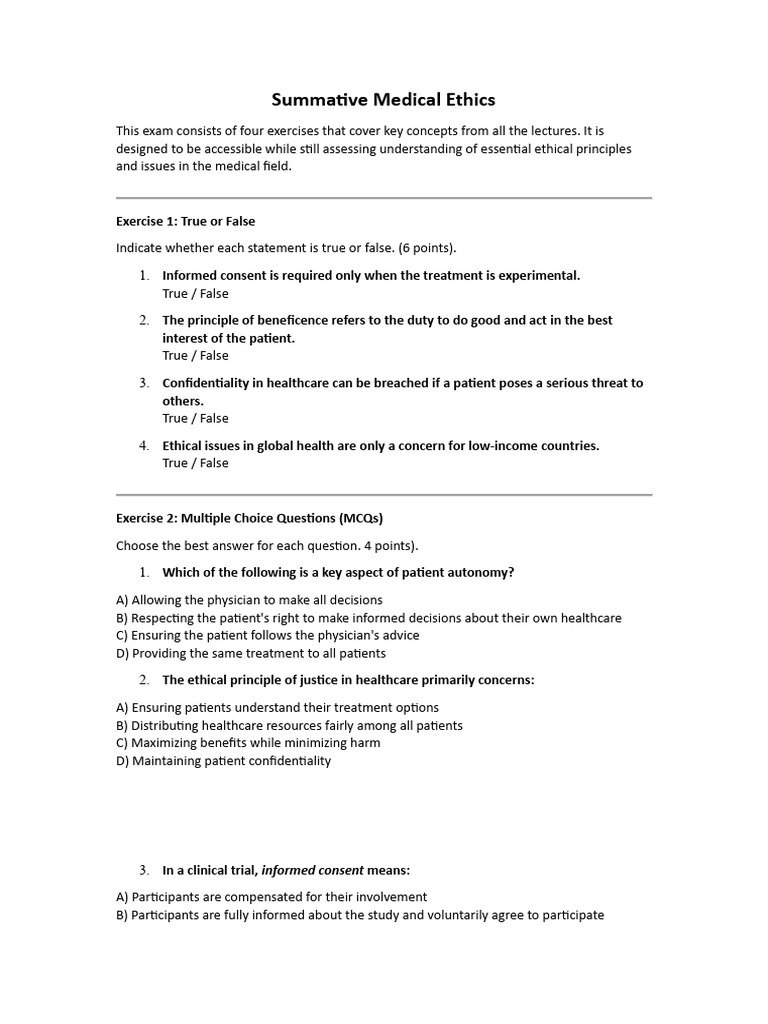 Ethics Summative | PDF | Medical Ethics | Informed Consent