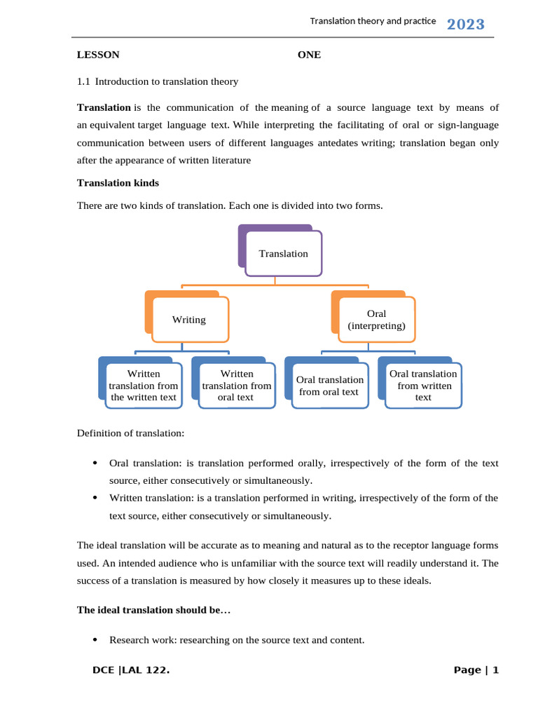 Translation Theory and Practice Overview | PDF | Translations | Human ...