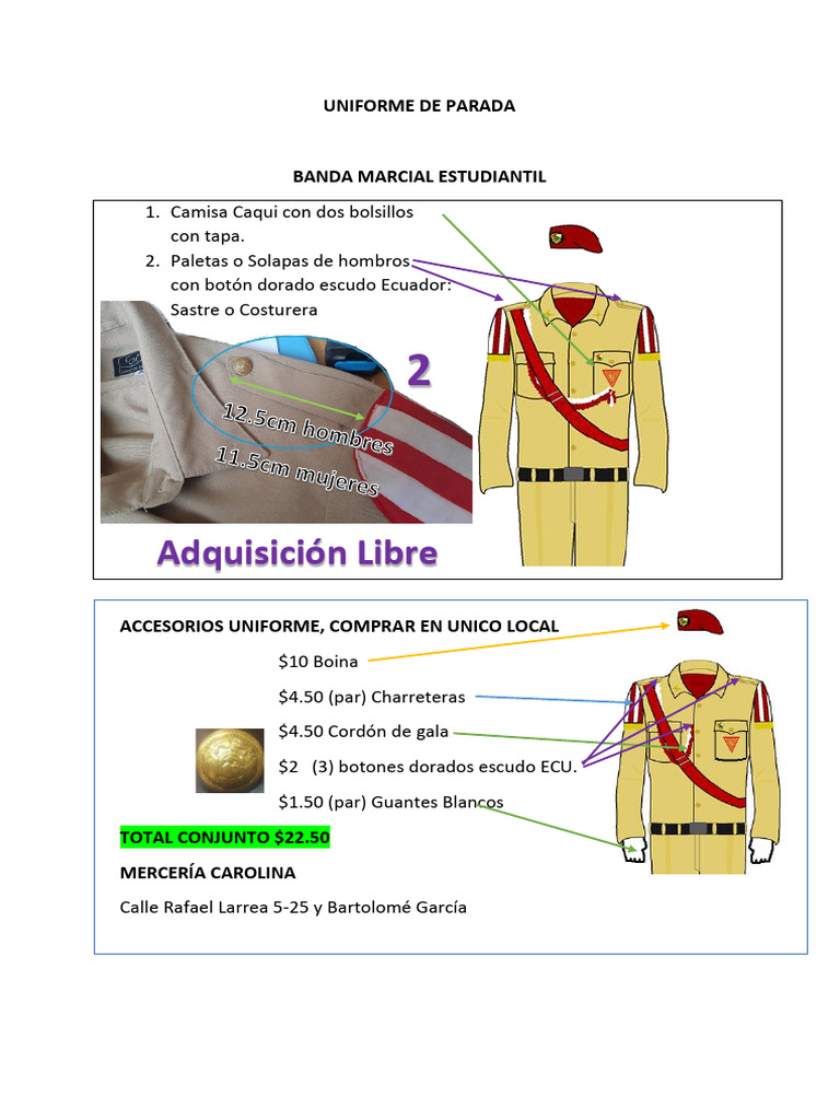 Uniforme de Parada 75 Años Banda | PDF