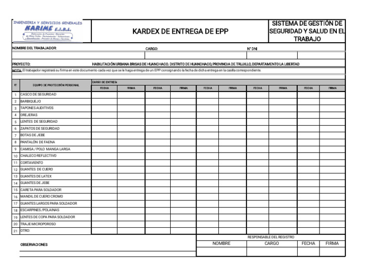 Kardex de Entrega de Epp-Karime-3 | PDF