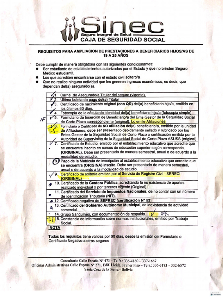 Requisitos SINEC | PDF