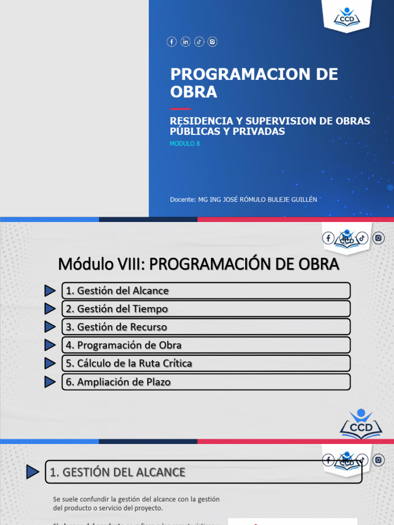 Modulo Viii - Programacion de Obra | PDF | Gestión de proyectos | Administracion de recursos