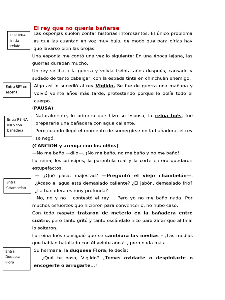 El Rey Que No Quería Bañarse-1 | PDF
