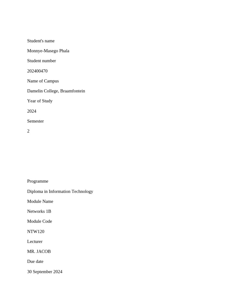 Ntw120 Assignment 2 | PDF | File Transfer Protocol | Server (Computing)