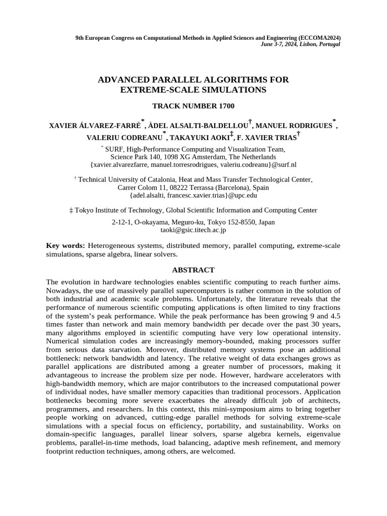 202406-ECCOMAS-Lisbon-Minisymposium | PDF | Parallel Computing | Supercomputer