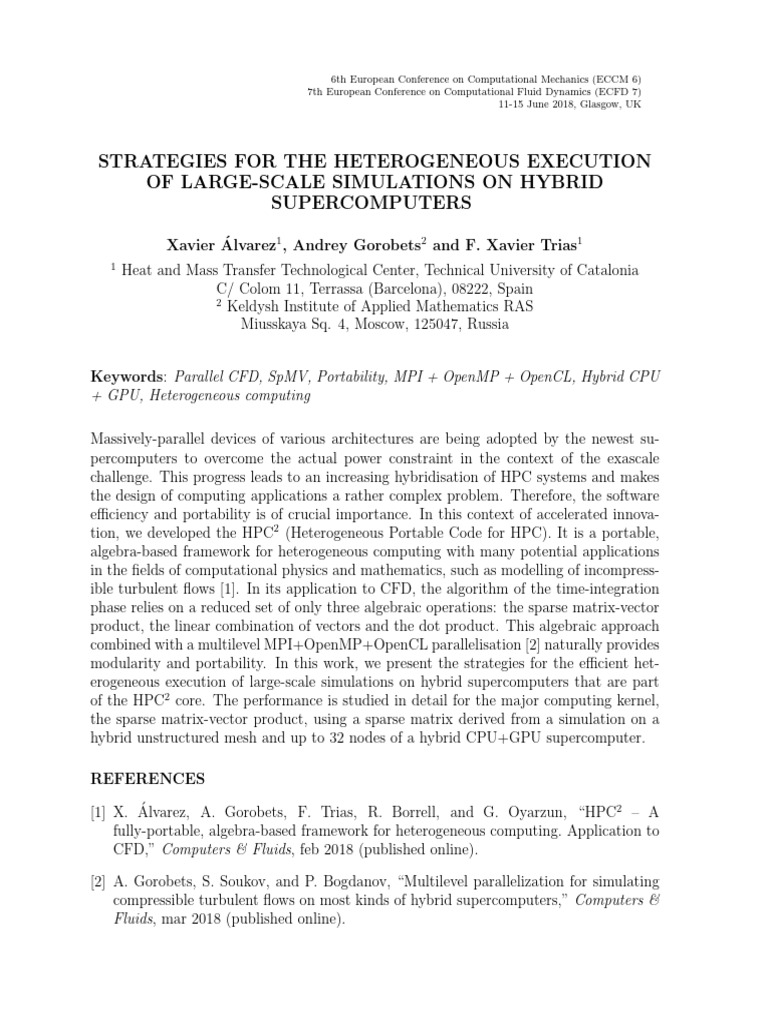 ECCOMAS Glasgow Abstract | PDF | Supercomputer | Computational Fluid Dynamics