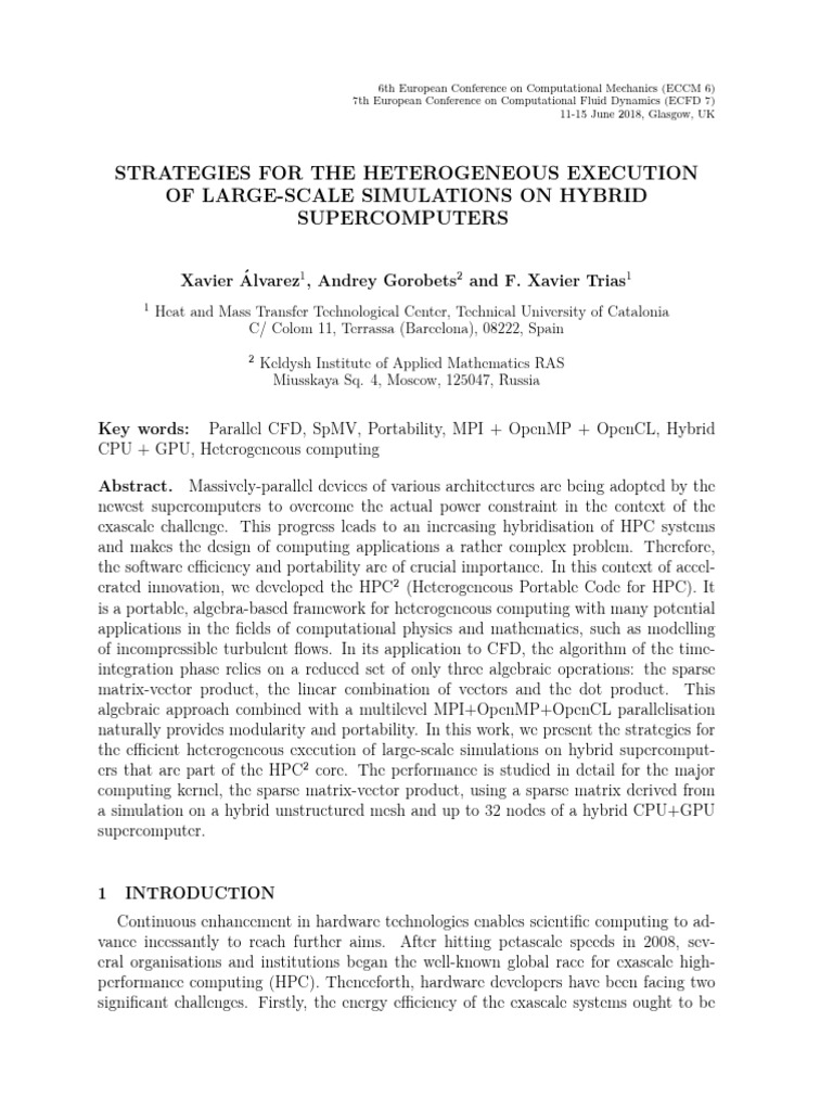ECCOMAS Glasgow Article | PDF | Supercomputer | Computational Fluid Dynamics