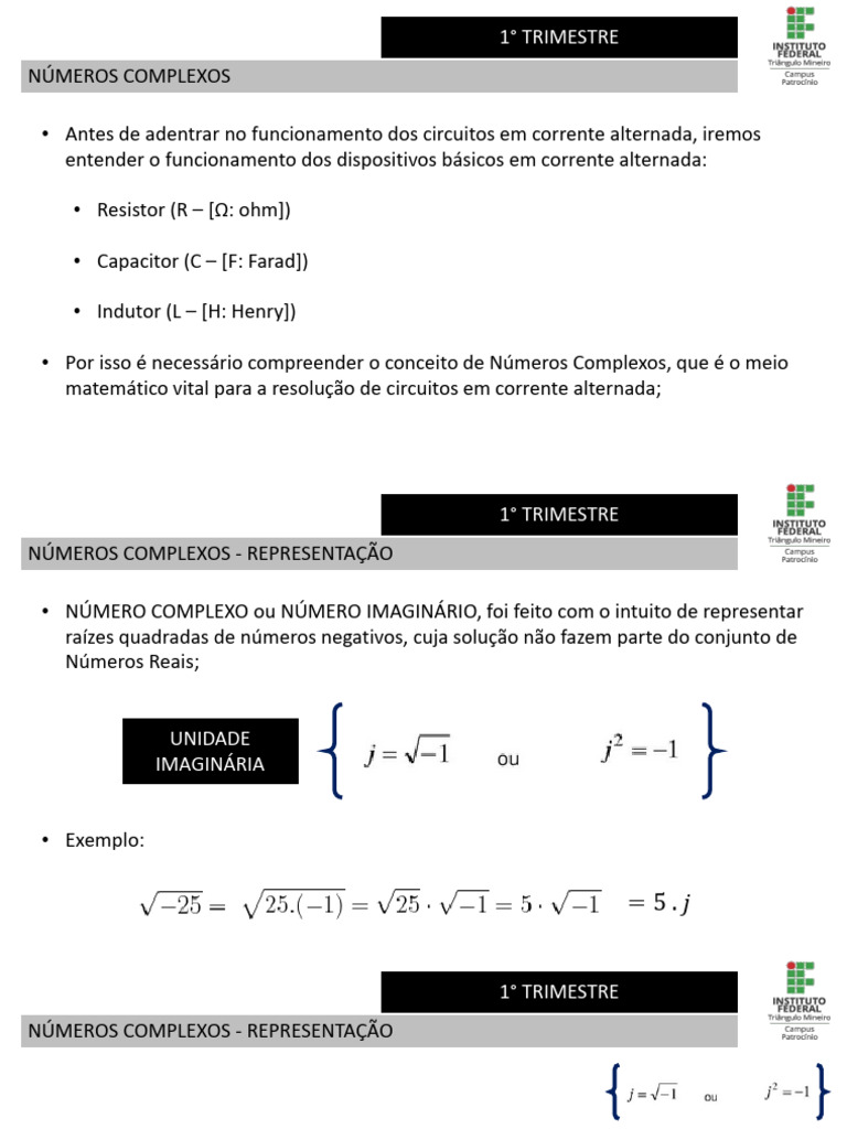 Aula Teórica 01 - Números Complexos | PDF | Número complexo | Número real