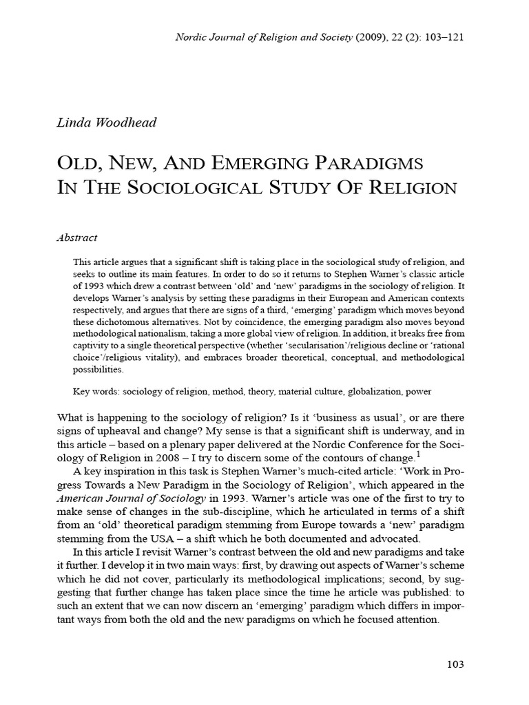 Old_New_And_Emerging_Paradigms_In_The_So (1) | PDF | Sociology | Religious Studies
